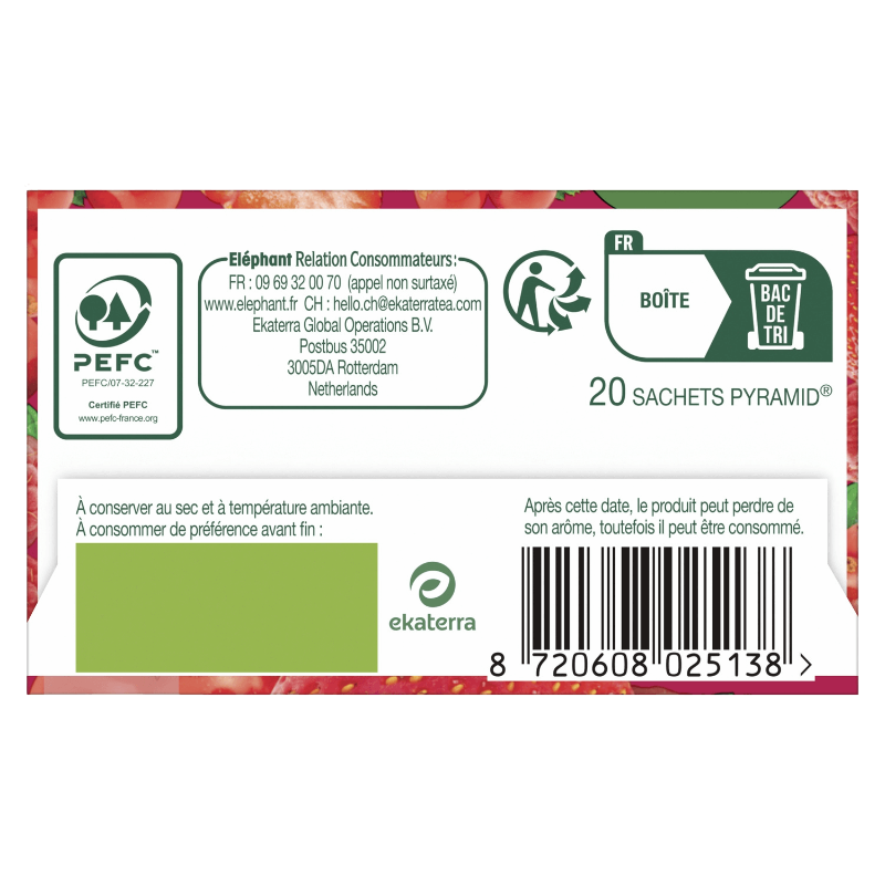 Infusion fruits rouges menthe 20 sachets - Elephant - 30g anti-gaspi à ...