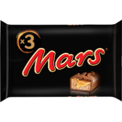 Barre enrobée au chocolat au lait fourré chocolat et caramel Mars 3x45gr - Mars - 135g anti ...